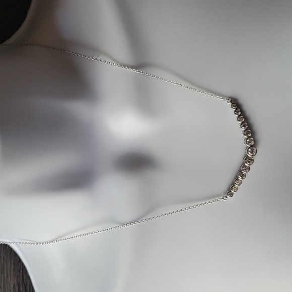 Jewelry | Sterling Silver Floating Cresent Bubble Set Cz Necklace Nwot ...